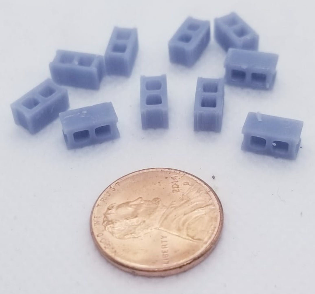 Dollhouse Miniature Set of 10 Cinder / Concrete Blocks -- 1:48 Scale ...