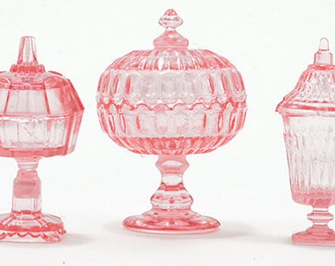 Dollhouse Miniature 3 Piece Candy Dish Set - Chrysnbon - Pink - 1:12 ...