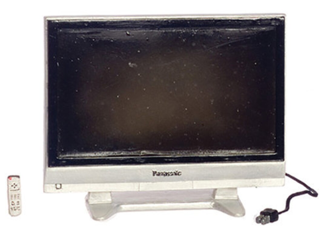 Dollhouse Miniature 50 Inch Widescreen / Big Screen TV With Remote - 1: ...