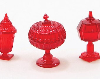 Dollhouse Miniature 3 Piece Candy Dish Set Chrysnbon Pink 1:12 Scale - Etsy