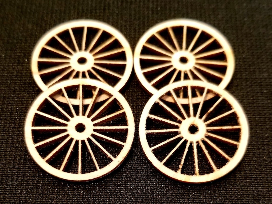 Dollhouse Miniature Set of 4 Wagon Wheels / Cart Wheels - 1:48 (quarter ...