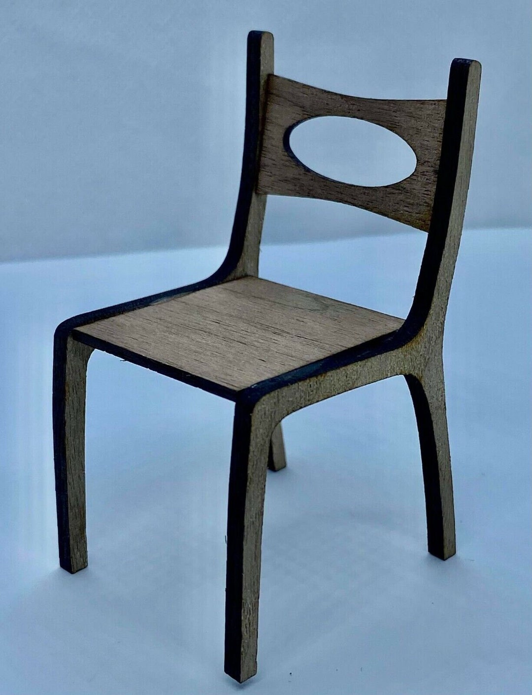 Dollhouse Miniature 1:12 Scale Modern Dining / Desk Chair KIT in Walnut ...