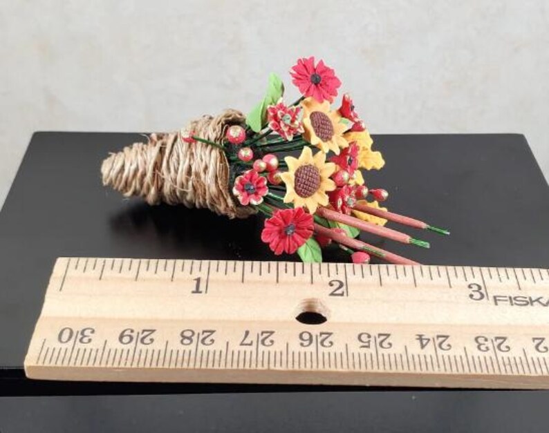 Dollhouse Miniature Handmade Floral Cornucopia Arrangement -- 1:12 ...