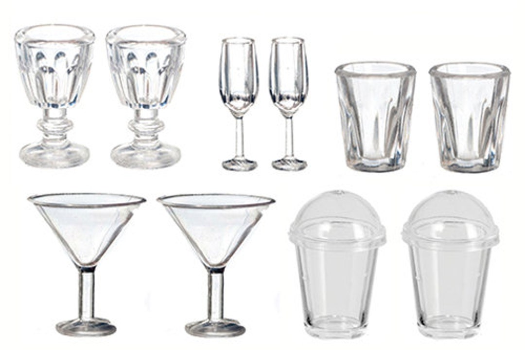 Dollhouse Miniature Glassware / Glasses Set of 10 - 1:12 Scale Set #2 ...