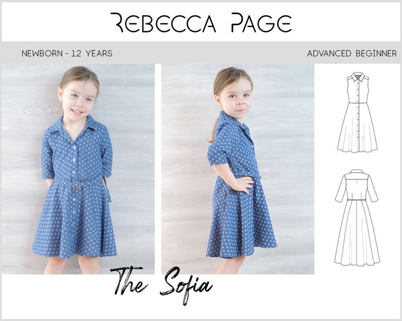 Childrens Sofia Shirt Dress PDF Sewing Pattern Collar | Etsy