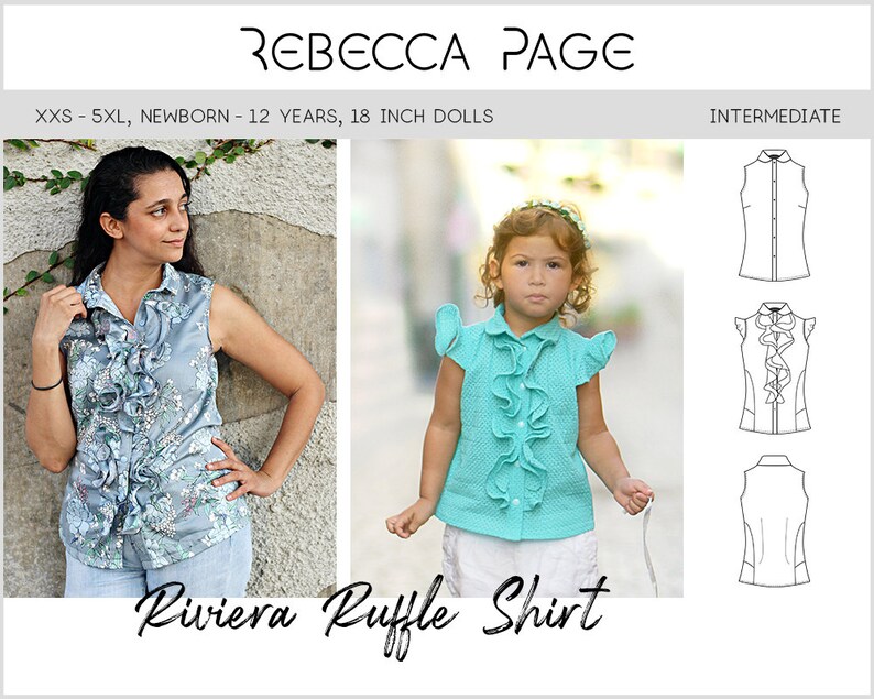 BUNDLE Riviera PDF Sewing Pattern Ruffle Pattern Ruffle Top - Etsy