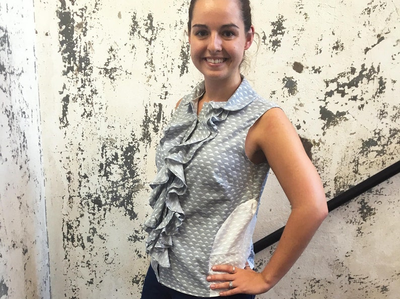Riviera Ruffle Shirt PDF Sewing Pattern Ruffle Pattern | Etsy