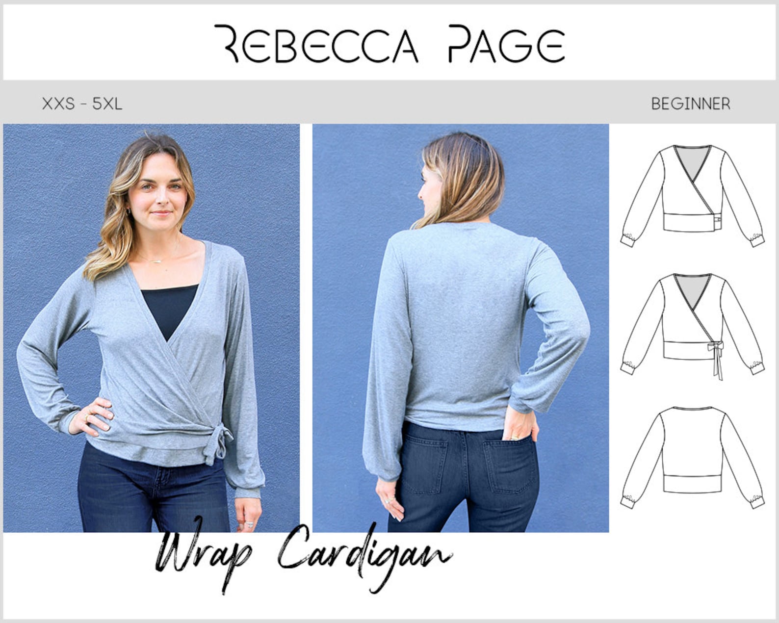 Wrap Cardigan PDF Sewing Pattern Sweater Pattern Wrap Cardi - Etsy