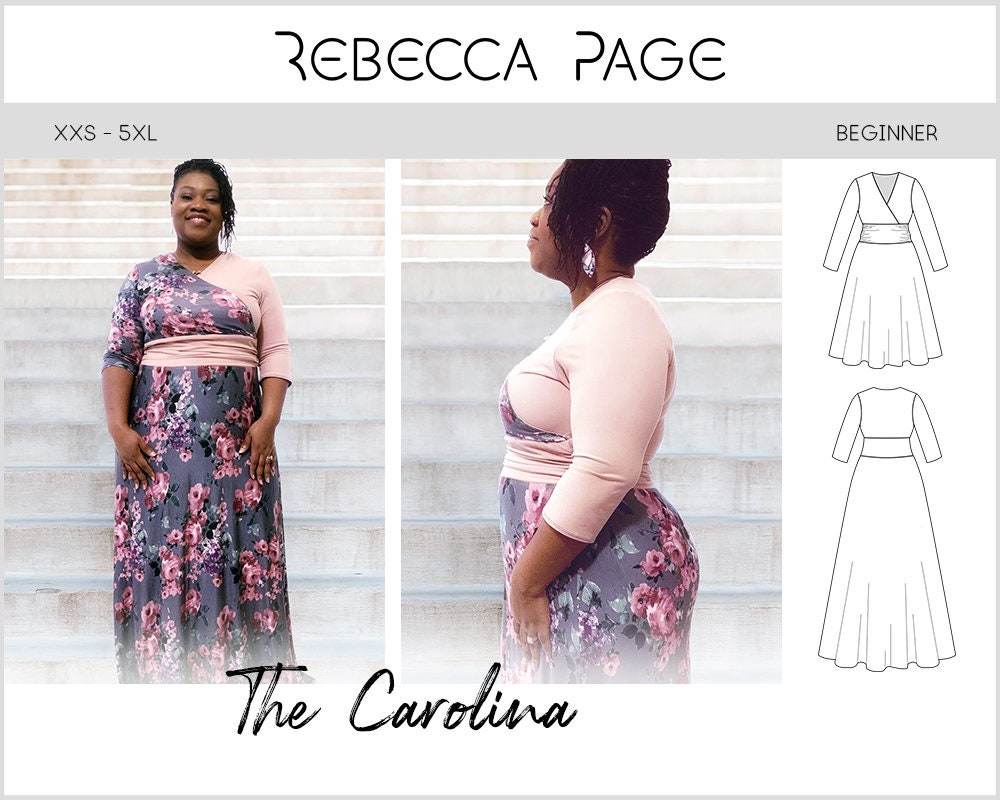 Carolina PDF Sewing Pattern Dress Pattern Wrap Dress - Etsy UK