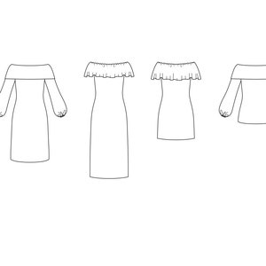 Off the Shoulder Top & Dress PDF Sewing Pattern off the Shoulder Top ...