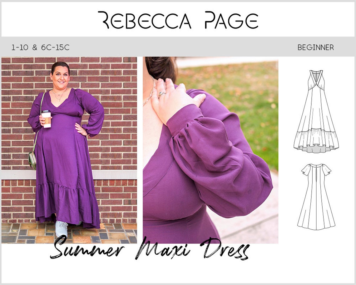 Curvy Summer Maxi Dress PDF Sewing Pattern Maxi Dress Curvy - Etsy