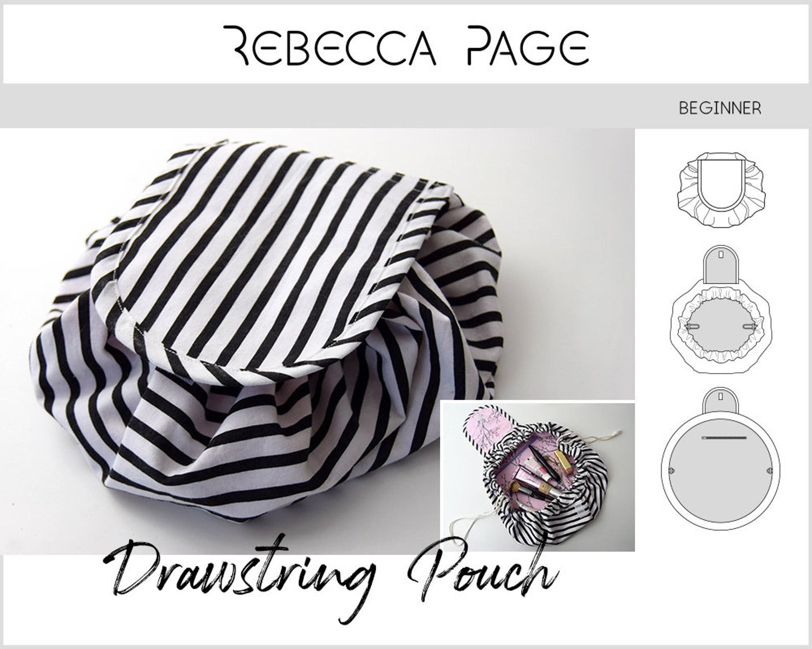 Drawstring Pouch PDF Sewing Pattern Fabric Pouch Pattern | Etsy