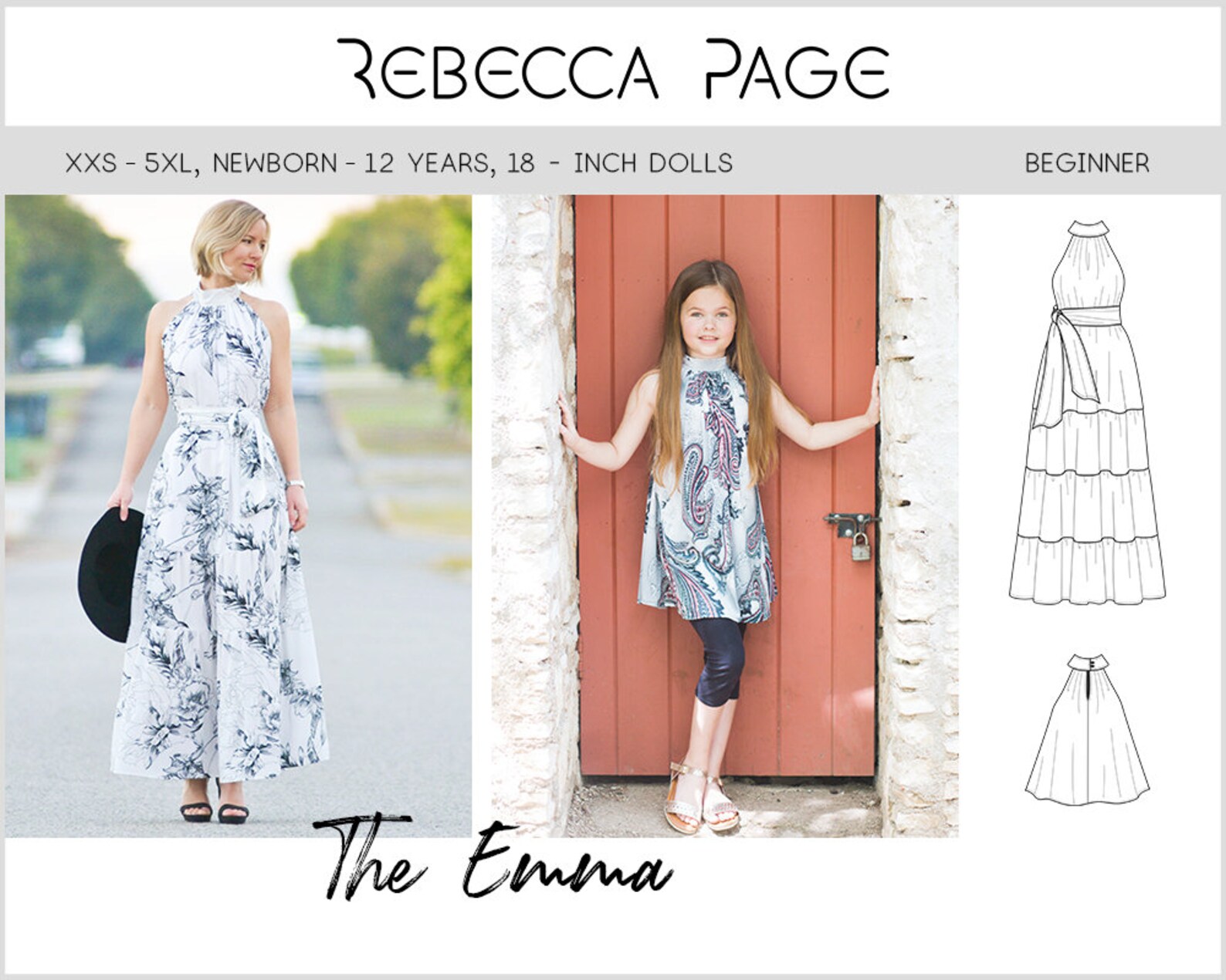 Emma PDF Sewing Pattern Halter Top Pattern, Maxi Dress Pattern, Dress ...