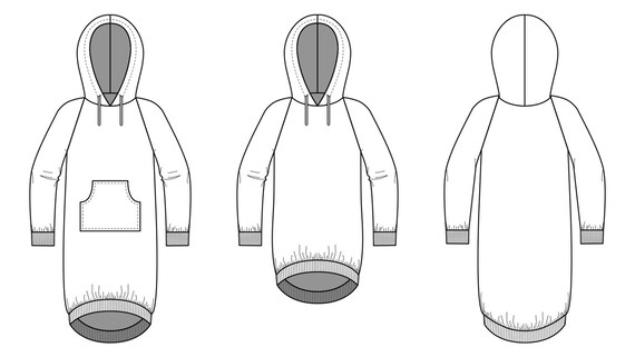 BUNDLE Hoodie Dress PDF Sewing Pattern Hoodie Pattern | Etsy
