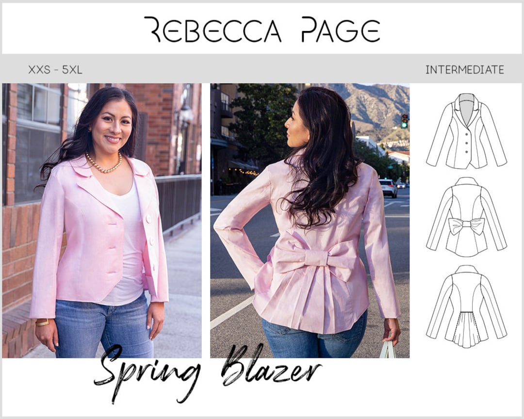 Spring Blazer PDF Sewing Pattern Blazer Pattern, Fitted Blazer, Bow ...