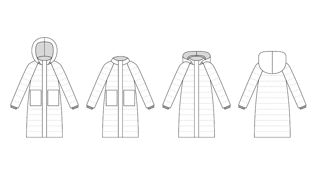 Puffer Coat PDF Sewing Pattern - Coat Pattern, Puffer Coat Pattern ...