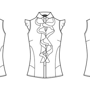 Riviera Ruffle Shirt PDF Sewing Pattern Ruffle Pattern, Ruffle Top ...