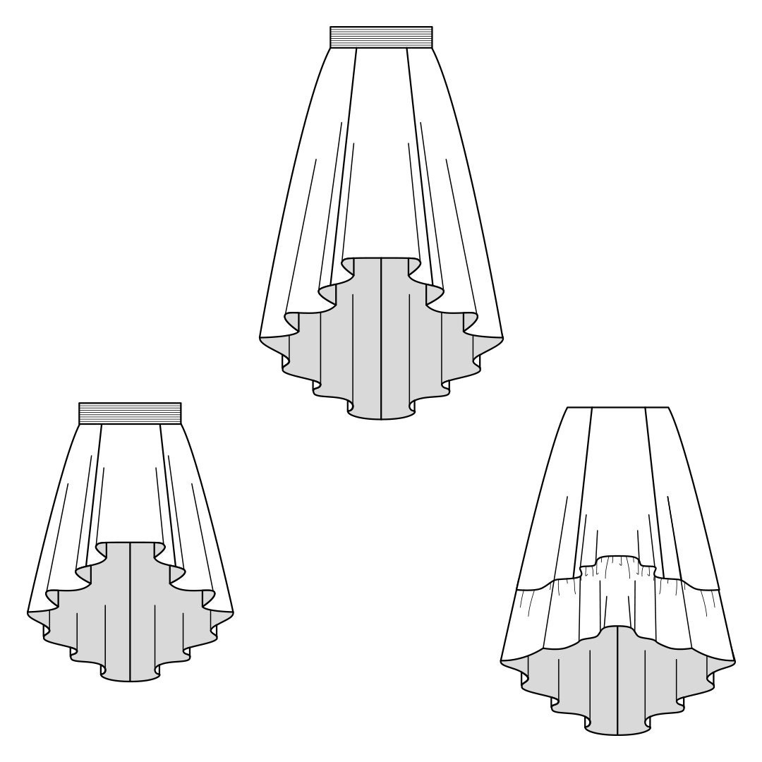 BUNDLE Ruffled High-low Skirt PDF Sewing Pattern - Hi-low Pattern, Hi ...
