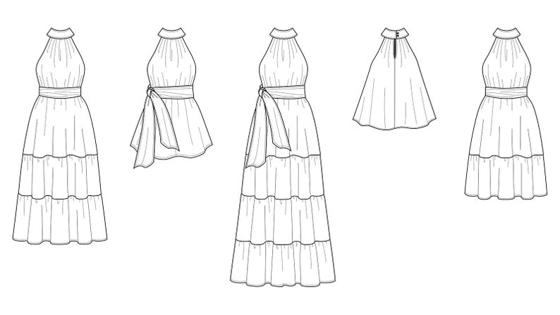 Halter Neck Maxi Dress Sewing Pattern PDF Maxi Dress Pattern | Etsy