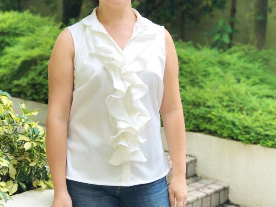 Riviera Ruffle Shirt PDF Sewing Pattern Ruffle Pattern | Etsy