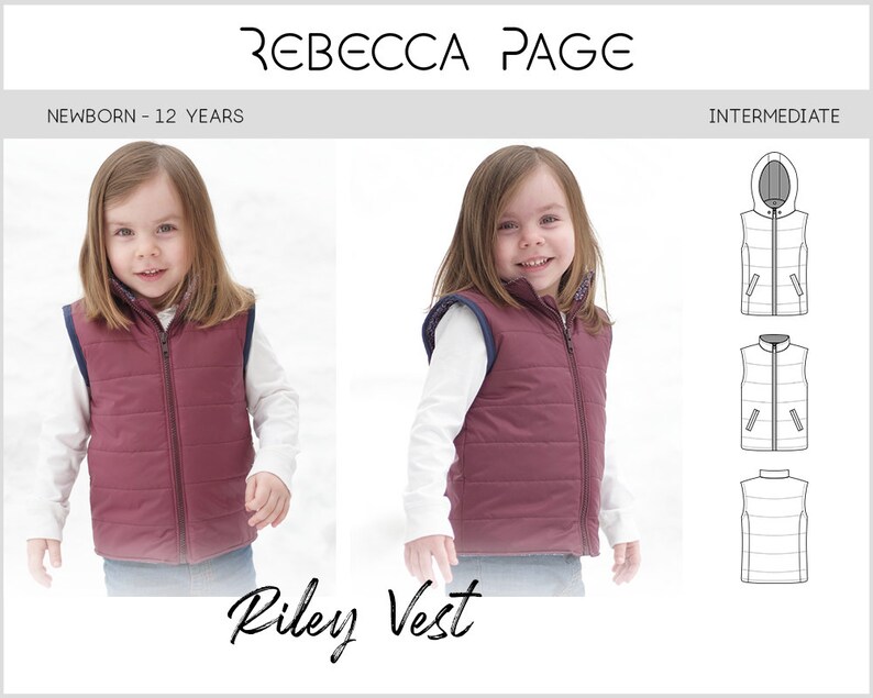 Riley Vest PDF Sewing Pattern Vest Pattern Puffer Vest | Etsy