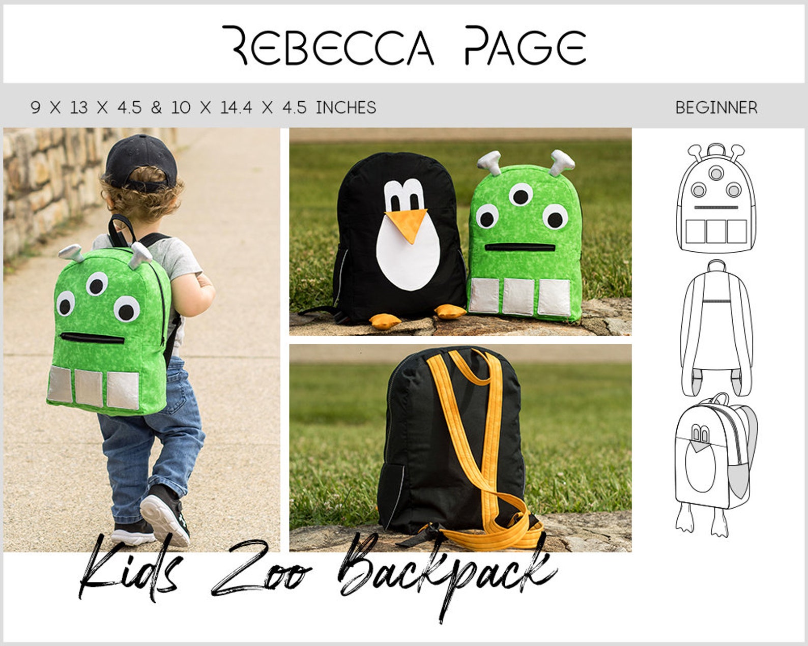 Kids Zoo Backpack PDF Sewing Pattern Pouch Pattern Zoo | Etsy