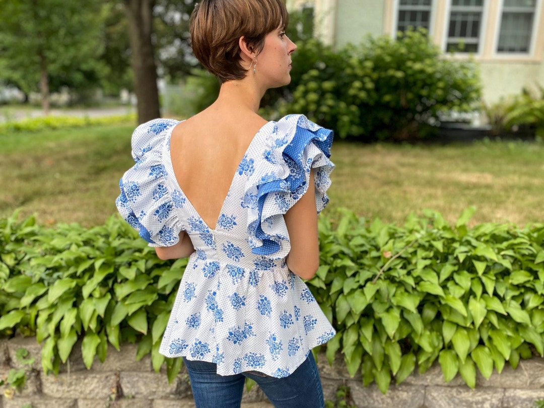 Frill Dress & Top PDF Sewing Pattern Frill Top Pattern, V Neck Pattern ...