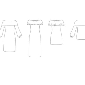 Women's Curvy off the Shoulder Top & Dress PDF Sewing Pattern - off the ...