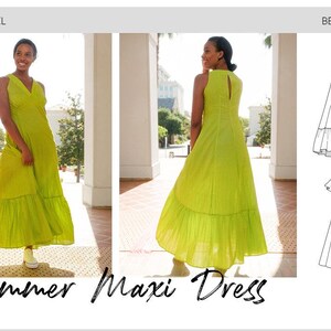 Summer Maxi Dress PDF Sewing Pattern Maxi Pattern, Maxi Dress Pattern ...