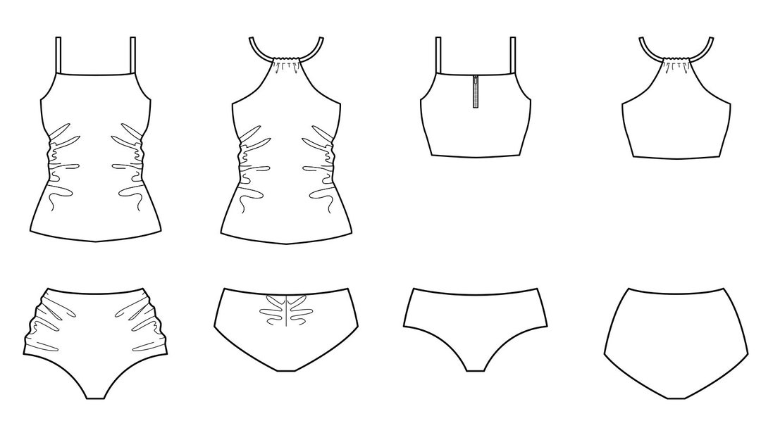 Two Piece Swimsuit PDF Sewing Pattern - Swimwear Pattern, Swim Set ...