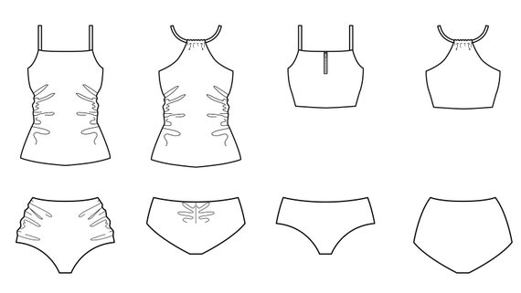 Two Piece Swimsuit PDF Sewing Pattern Swimwear Pattern Swim - Etsy