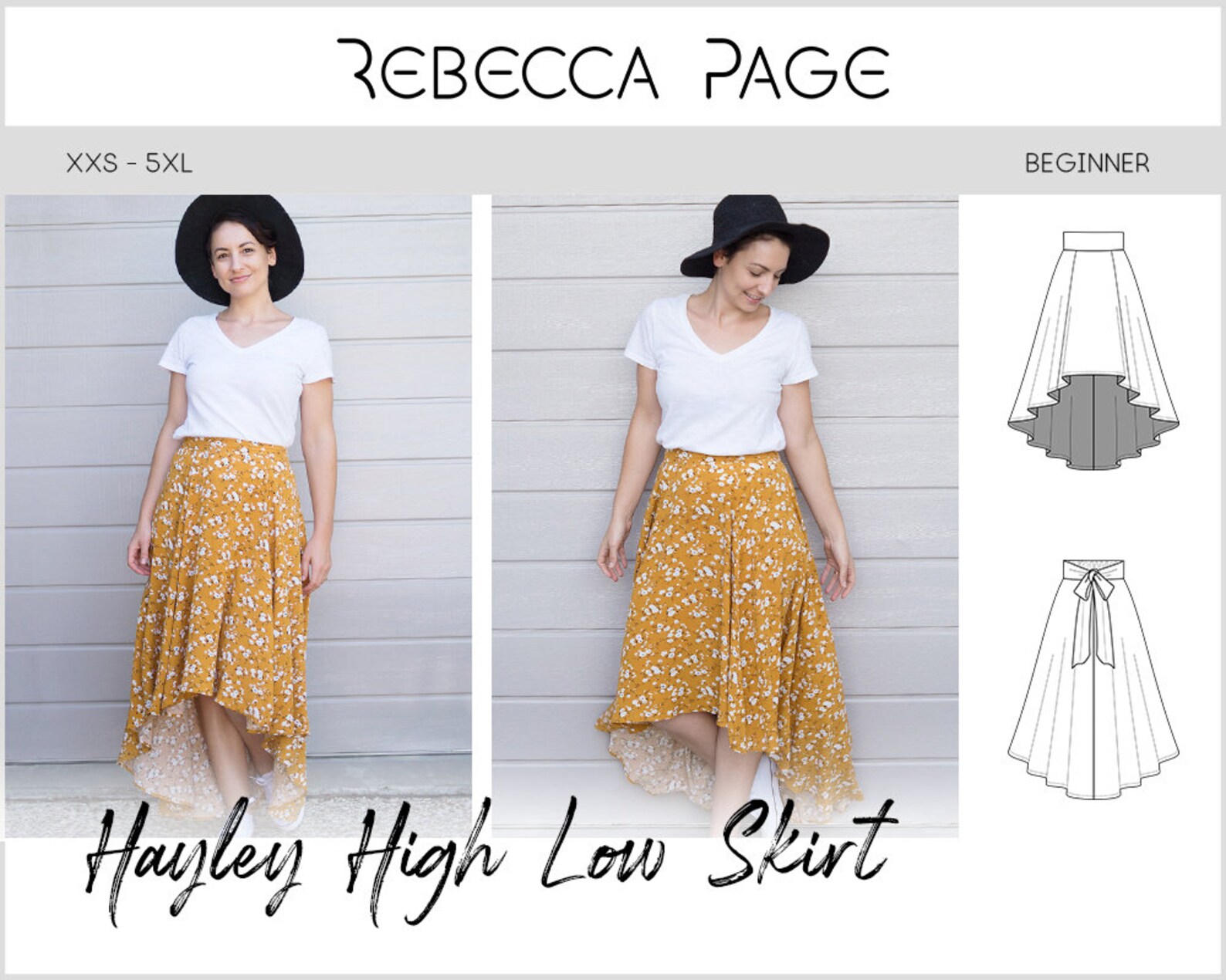 Hayley High Low Skirt PDF Sewing Pattern Hi-low Pattern | Etsy