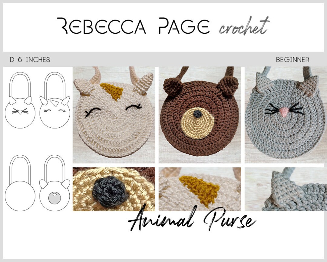 Animal Purse Crochet Pdf Sewing Pattern Animal Purse, Crochet PDF ...