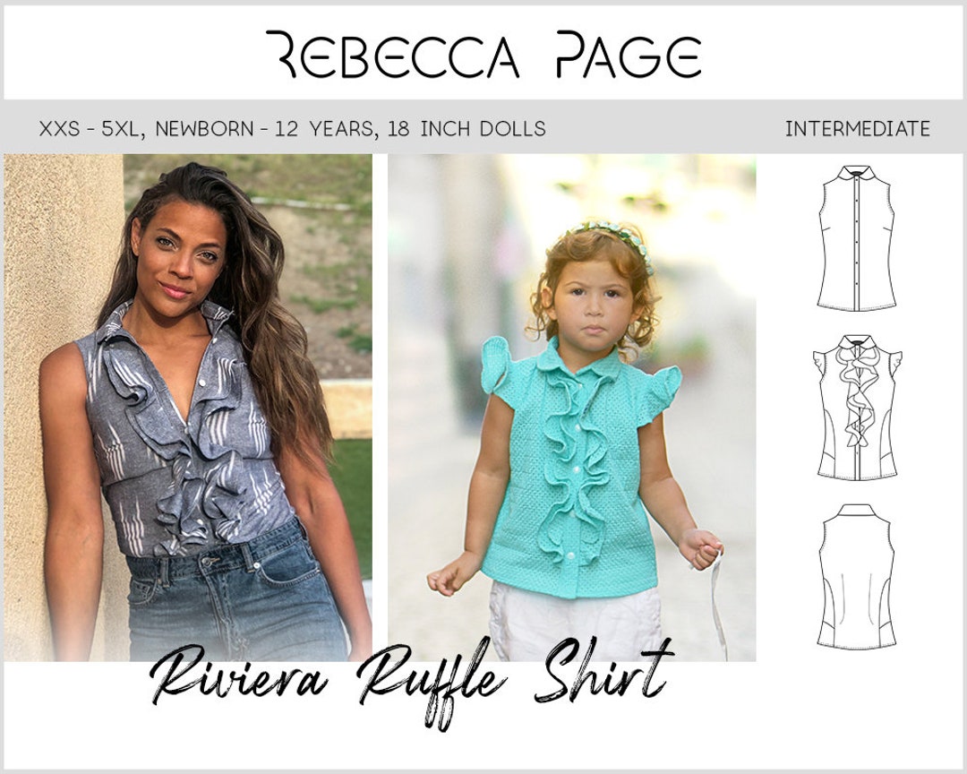 BUNDLE Riviera PDF Sewing Pattern Ruffle Pattern, Ruffle Top Pattern ...