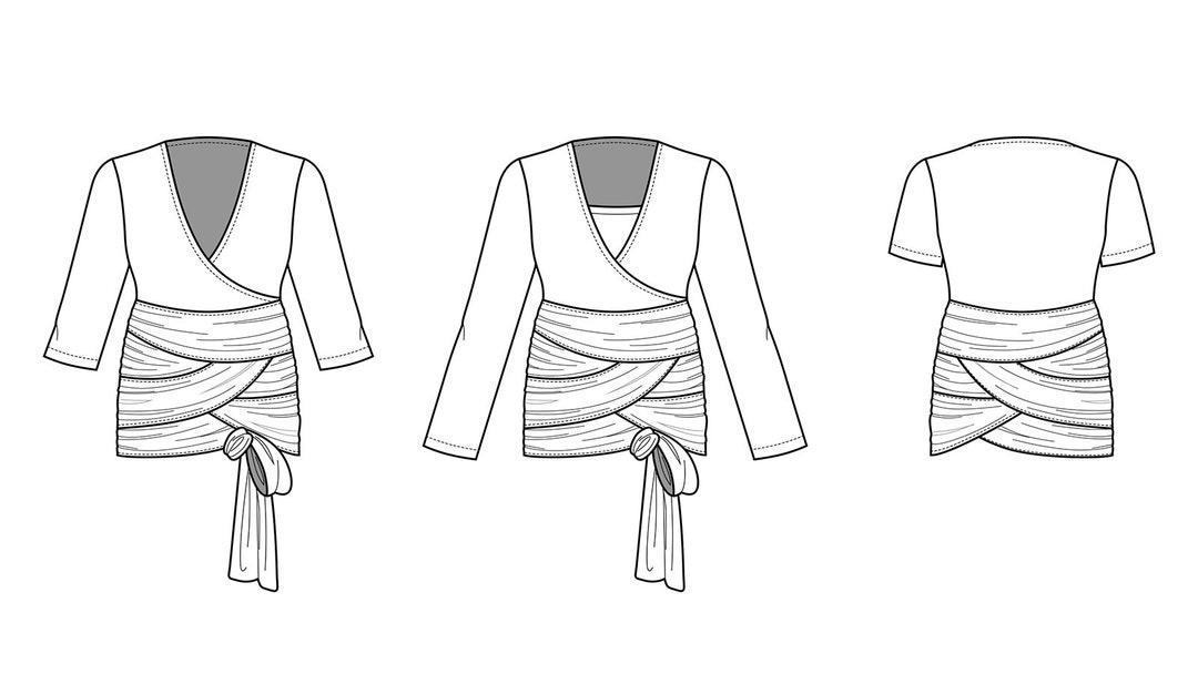 Wrap Around PDF Sewing Pattern Blouse Pattern, Wrap Top Pattern ...