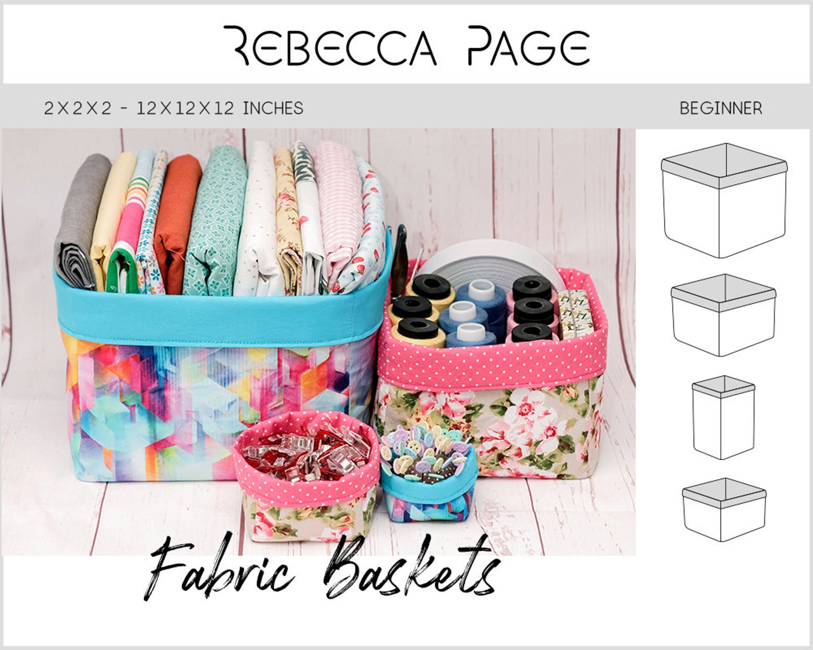 Fabric Baskets PDF Sewing Pattern 25 Sizes Fabric Box - Etsy