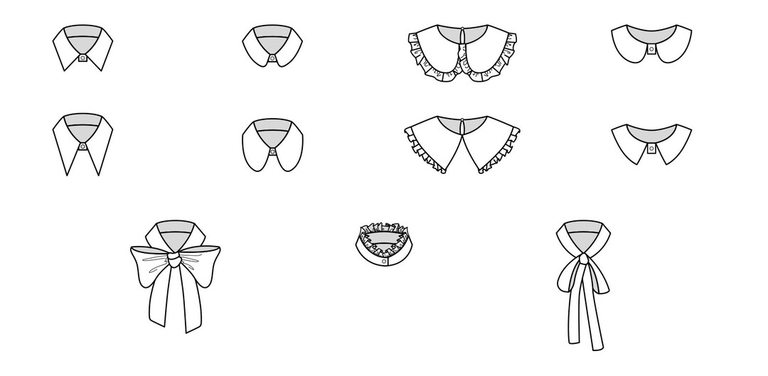 Big Collar Add on Pack Pdf Sewing Pattern - Collar Add-on, Big Collar ...