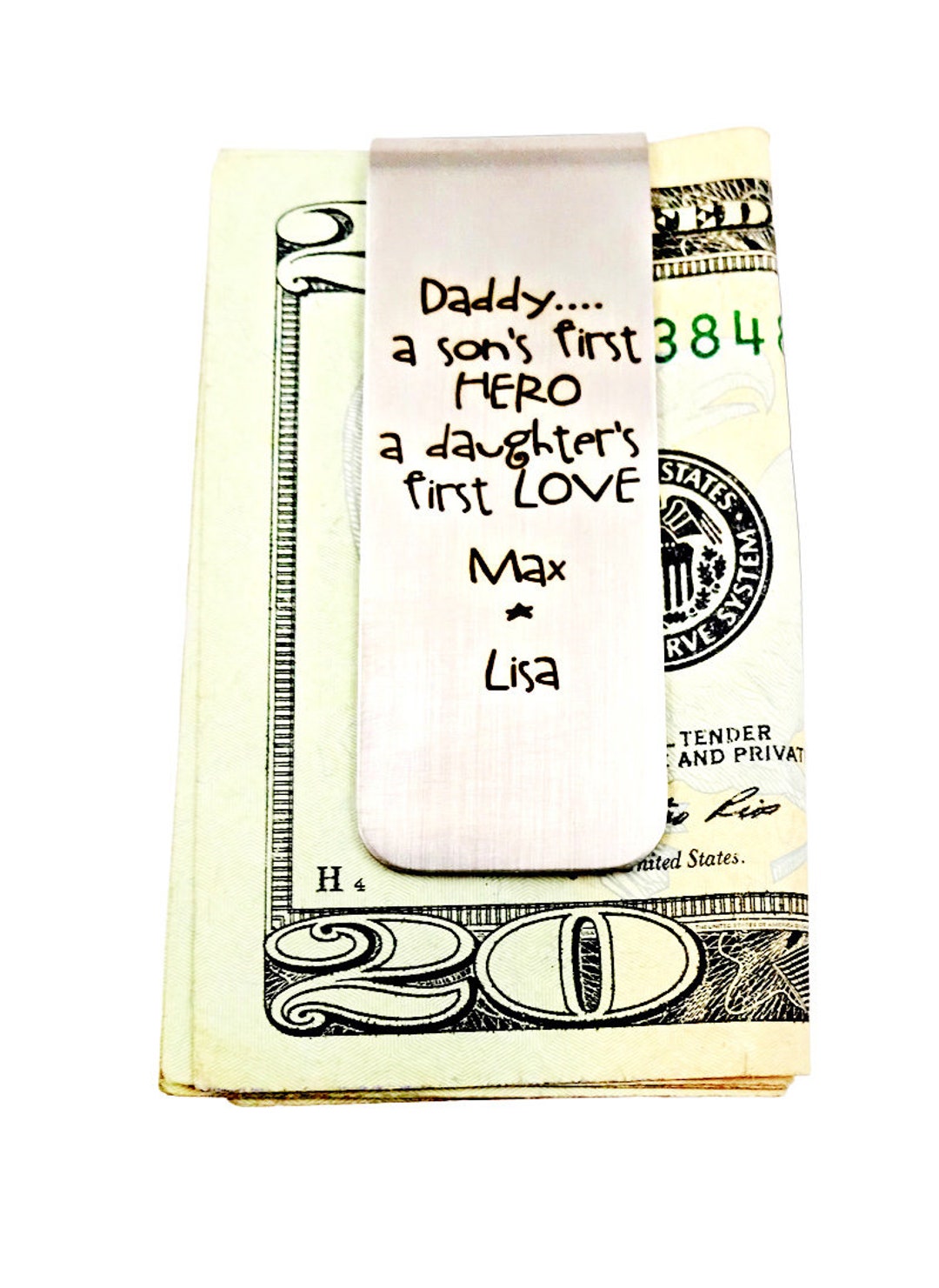 Daddy MONEY CLIP - A Son's First Hero Daughter's First Love - Custom ...