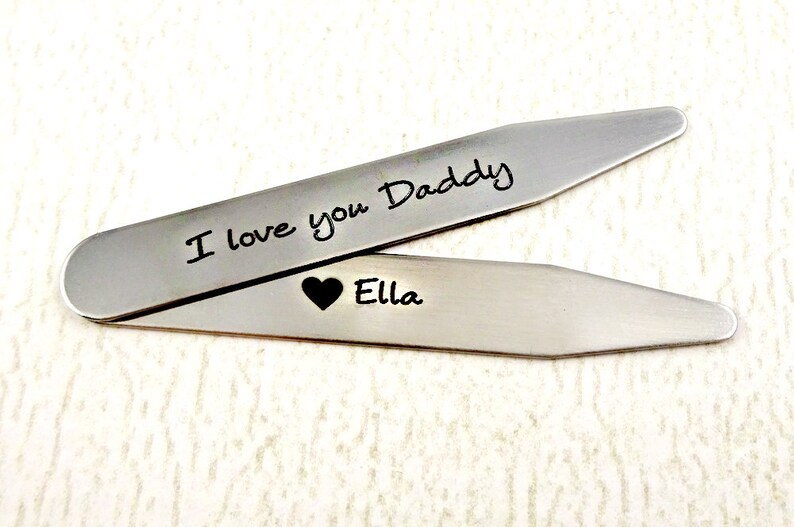 I Love You Daddy - Personalized Collar Stays - Set of 2 - Valentines ...