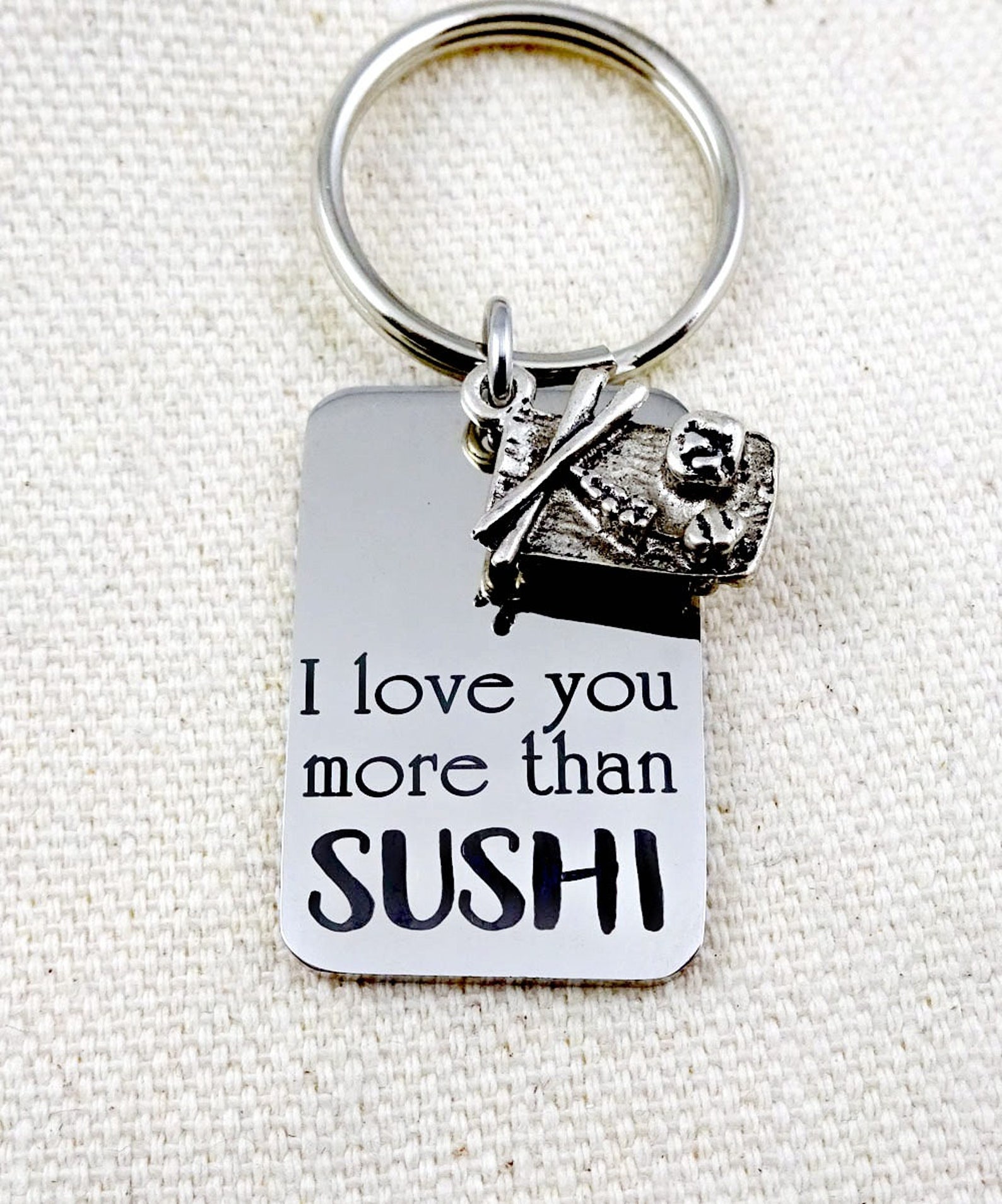SUSHI Key Chain I Love You More Than SUSHI Keychain Key - Etsy