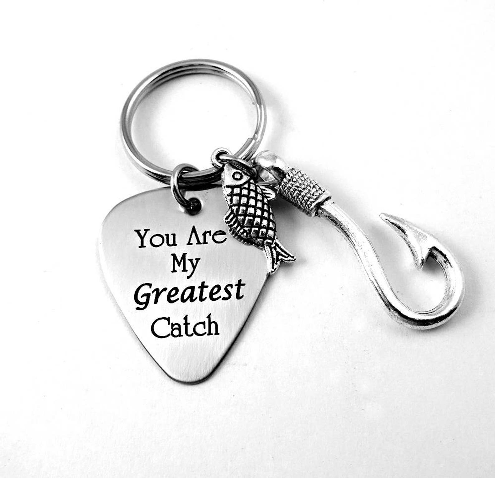 You Are My Greatest Catch Engraved Keychain Keyring Dad | Etsy