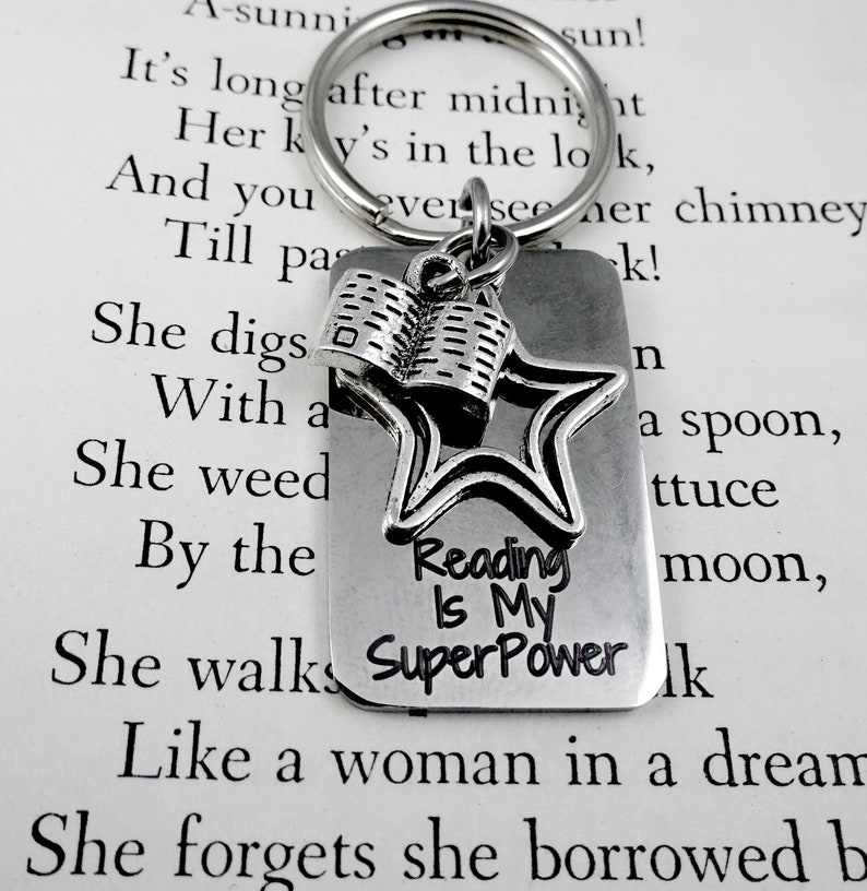 Reading Keychain - Reading is My Superpower - Reading Jewelry - Book ...