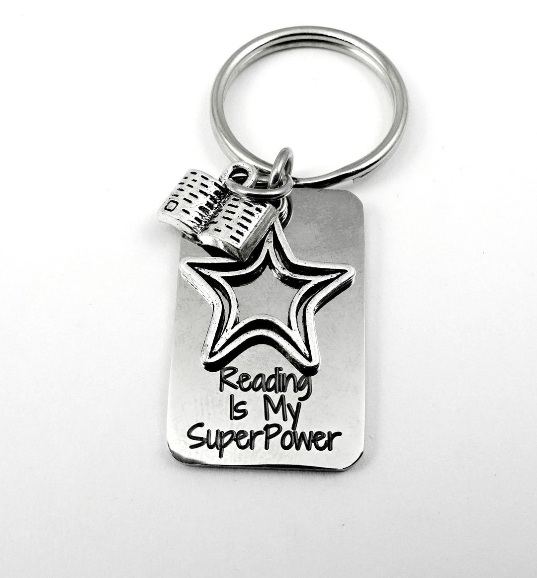 Reading Keychain - Reading is My Superpower - Reading Jewelry - Book ...
