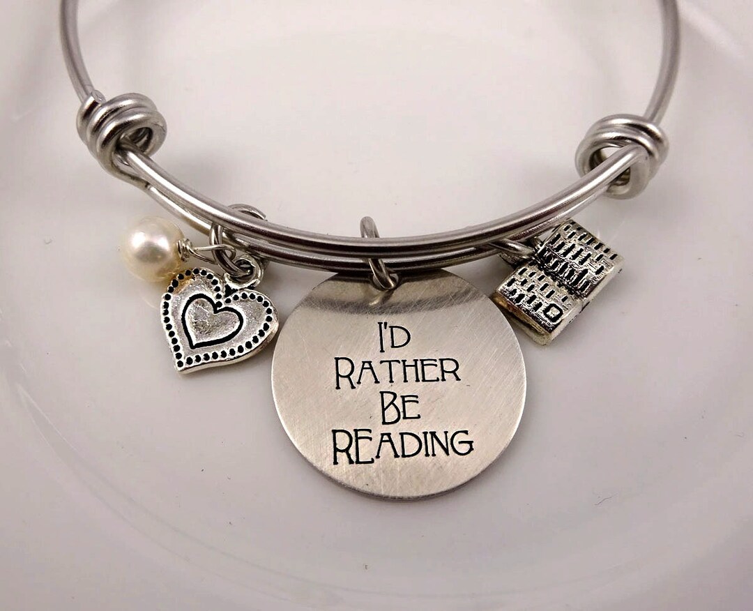 Reading Bracelet, I'd Rather Be Reading, Reader Necklace, Gift for ...