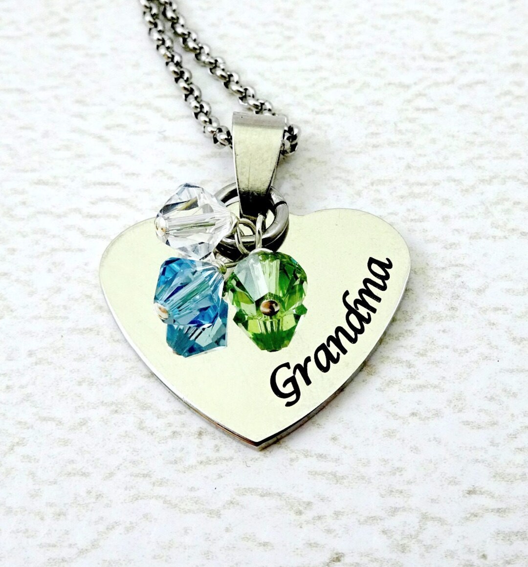 Grandma Necklace - Grandma Heart Necklace - Mom Heart Necklace - Custom ...