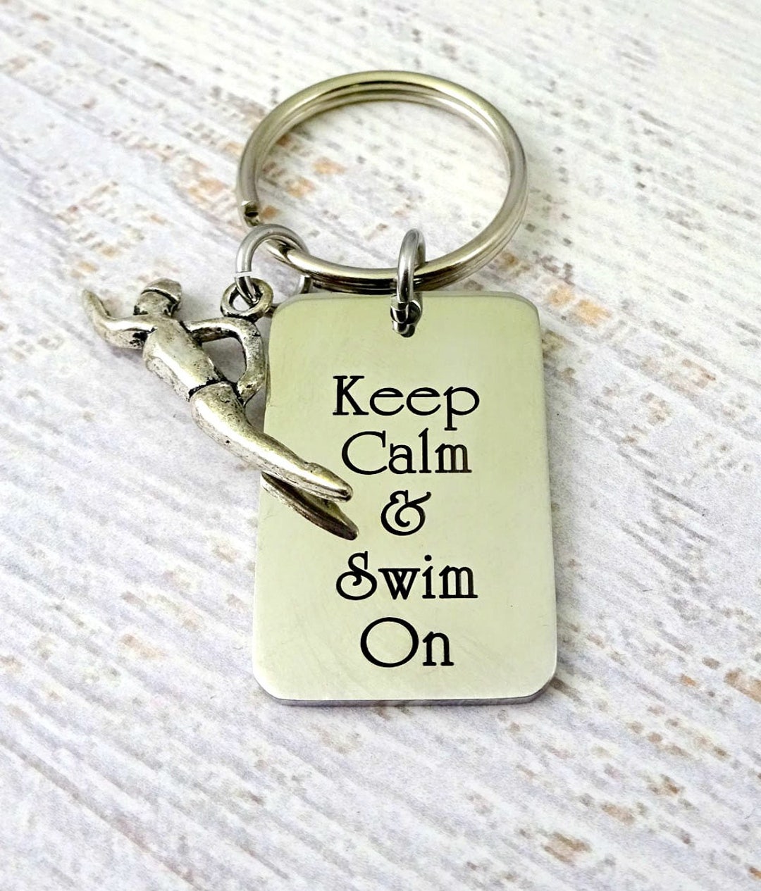 Swimming Swimmer Key Chain - Keep Calm & Swim on - Men Woman Accessory ...