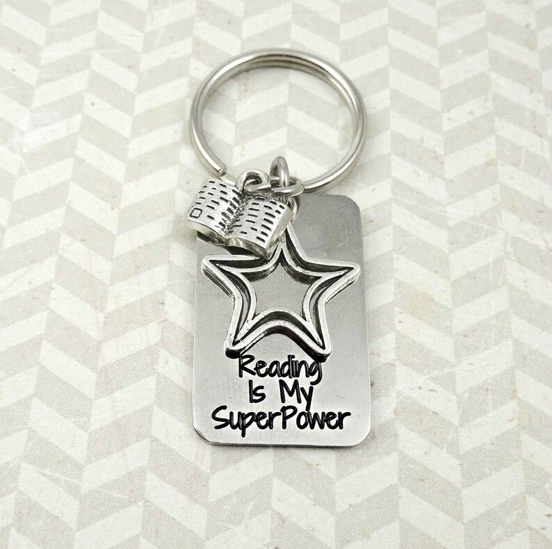 Reading Keychain - Reading is My Superpower - Reading Jewelry - Book ...