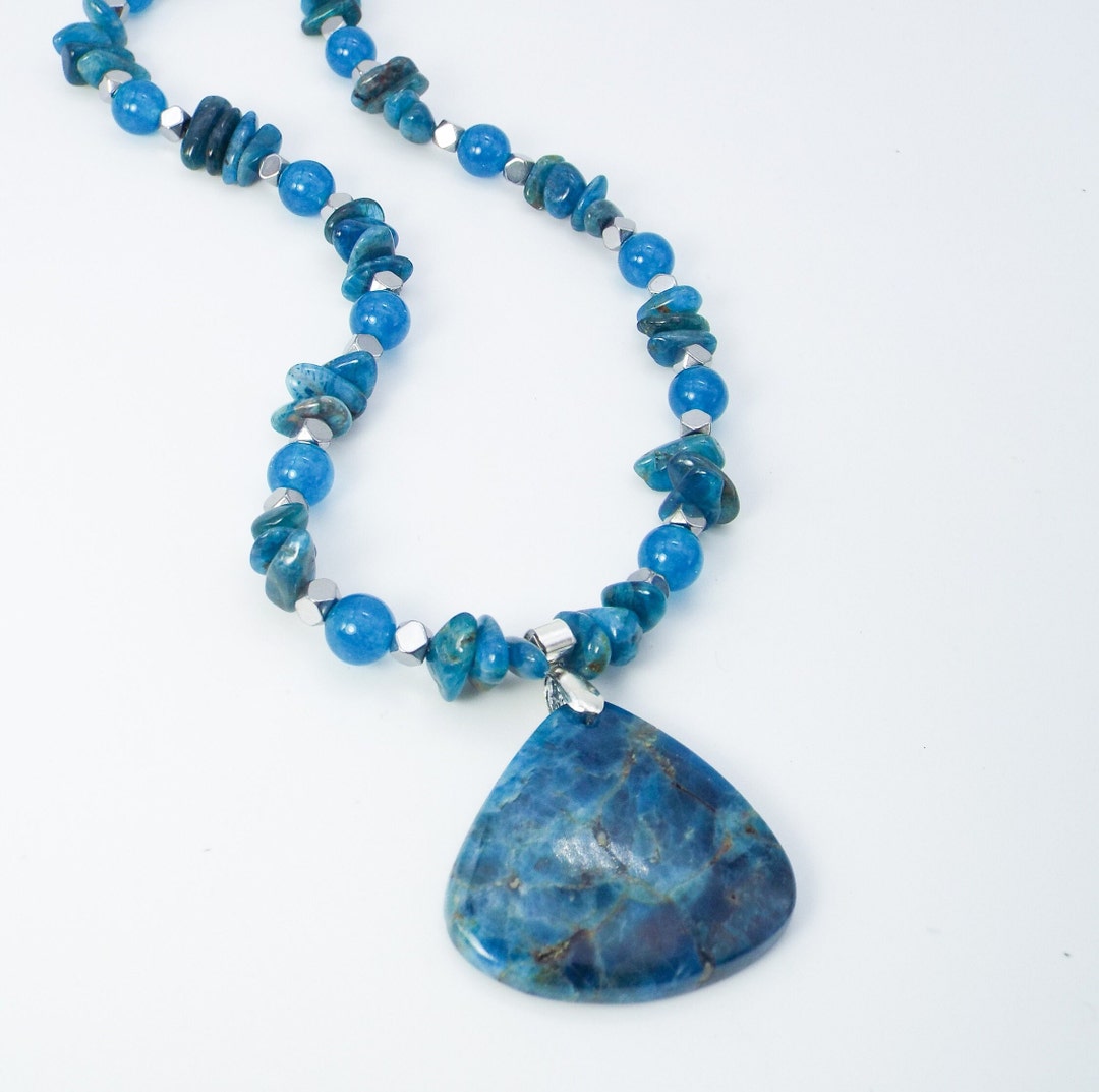 Cynthia Lynn"blue Bayou" Teal Blue Apatite Gemstone Beaded Necklace - Etsy