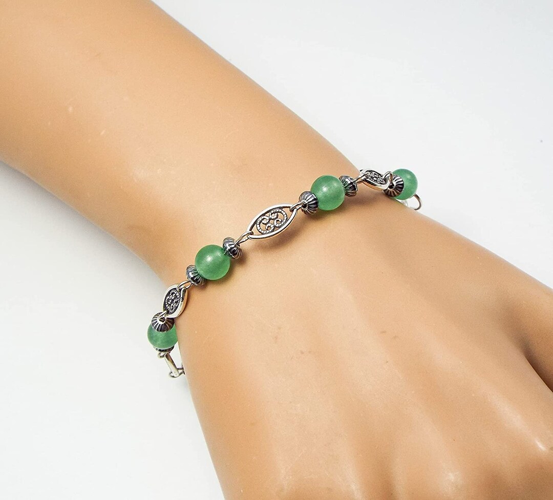 Cynthia Lynn "jewel of Midori" Sterling Silver Green Jade Beaded ...