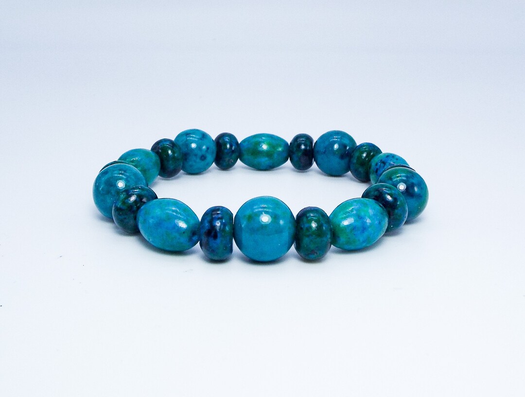 Cynthia Lynn "heaven and Earth" Chrysocolla Beaded Stretch Bracelet - Etsy
